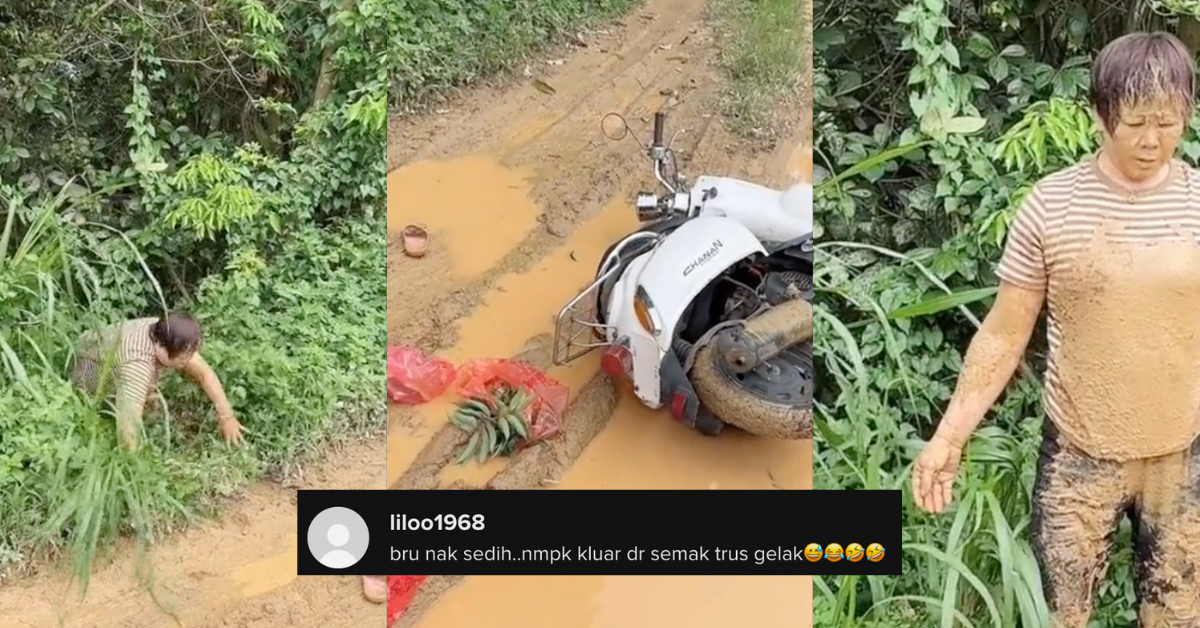 [VIDEO] Baru Nak Sedih Sebab Aunty Jatuh Dekat Tanah Lecak, Sekali Lain ...