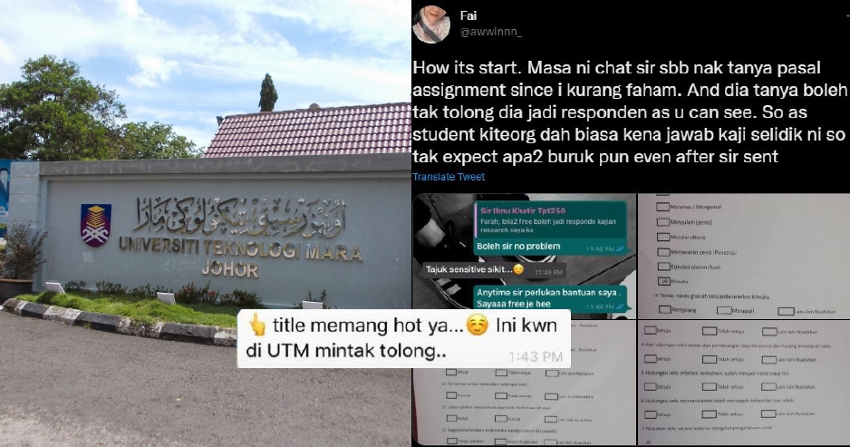 UiTM Johor Student Makes Police Report Alleging Lecturer Sexually ...