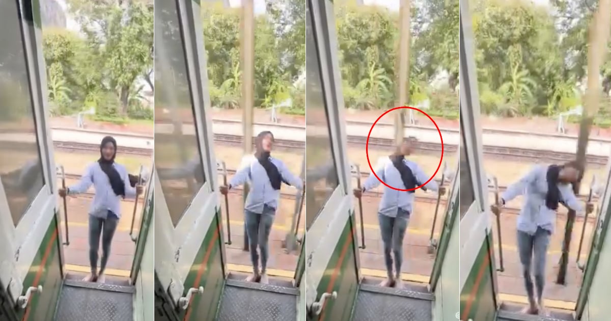 Woman Hit By Pole While Leaning Out Of Moving Train In Thailand For Video
