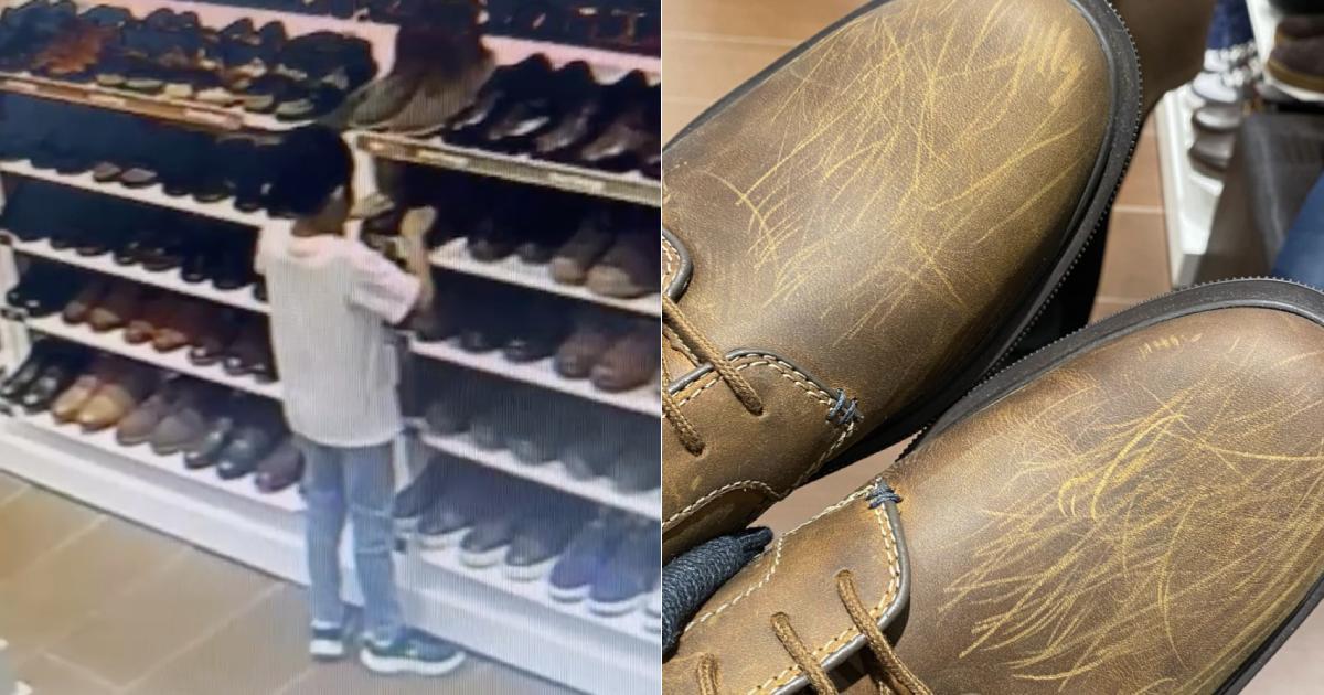 Video Shows Child Intentionally Scratching Leather Shoes On Display At ...