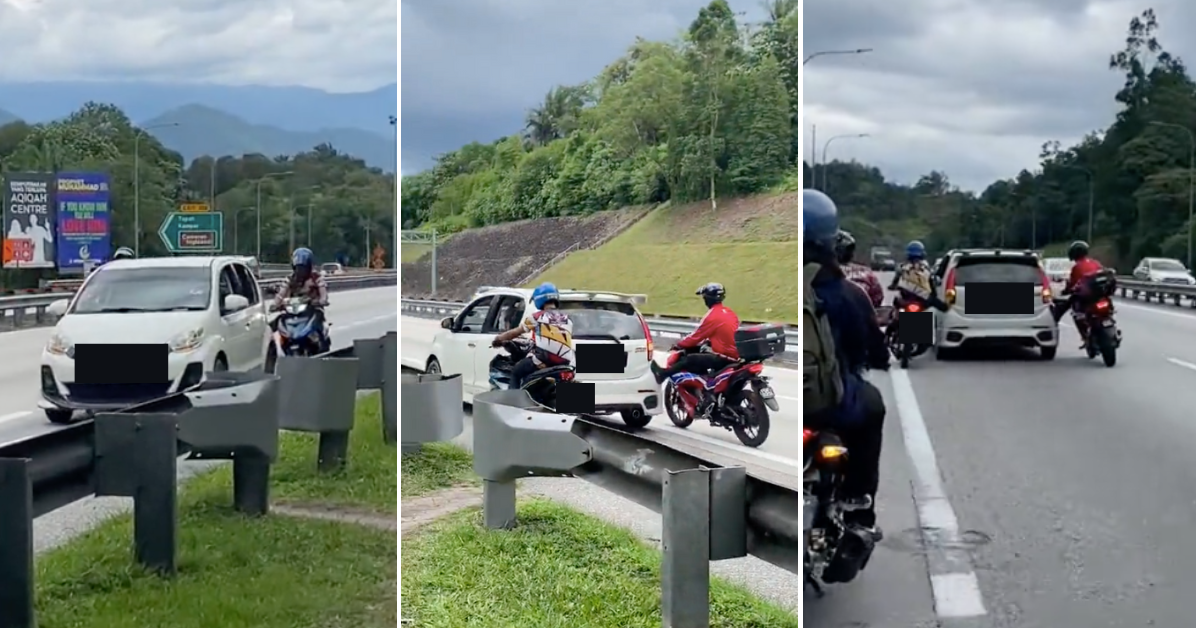 Motorcyclists Use Their Feet To Push Car To Safety After It Breaks Down ...