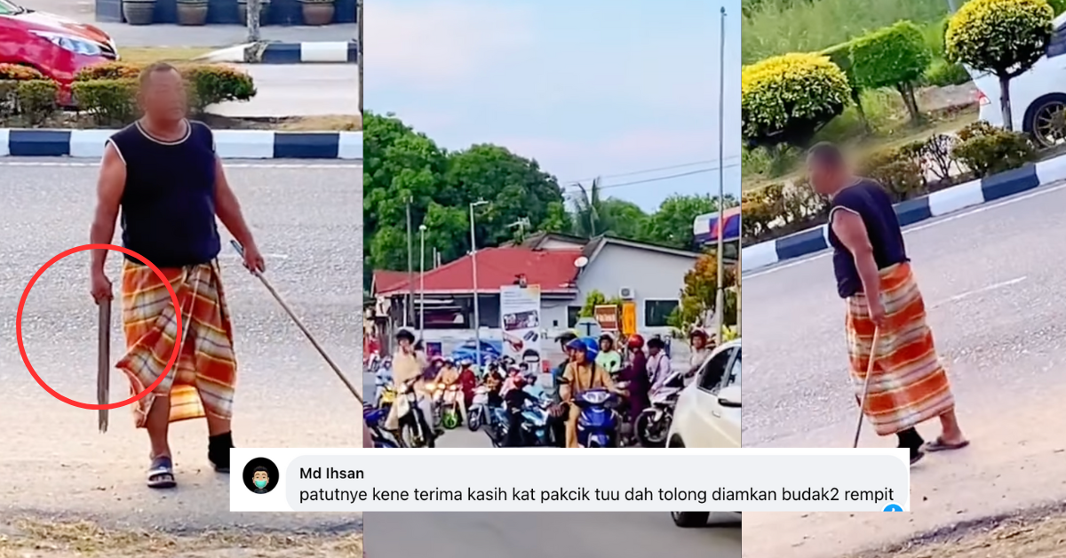 [VIDEO] Pak Cik Sarong Pegang Kayu Nak Halau Mat Rempit Masa Raya ...