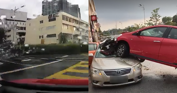 Dashcam Video Shows “Flying Myvi” Land On A Parked Car In PJ