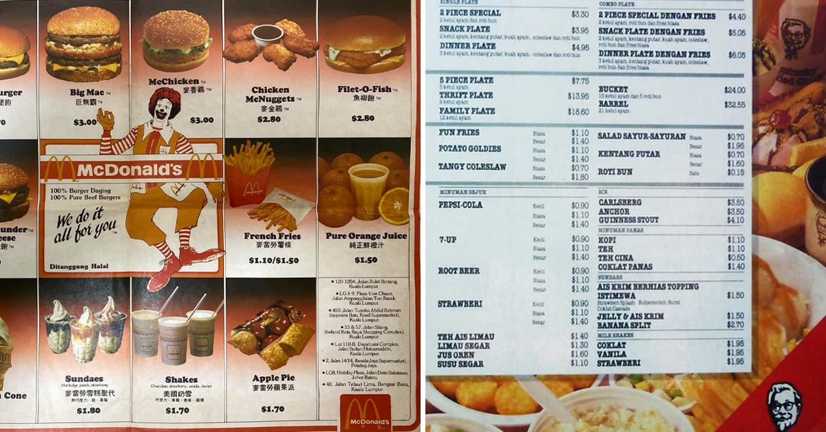 Here’s How Old Fast Food Menus In Malaysia Used To Look Back In The Day