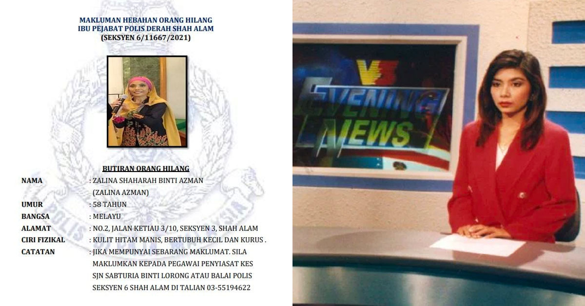 Former TV3 Newscaster Zalina Azman Has Been Missing Since November 2021