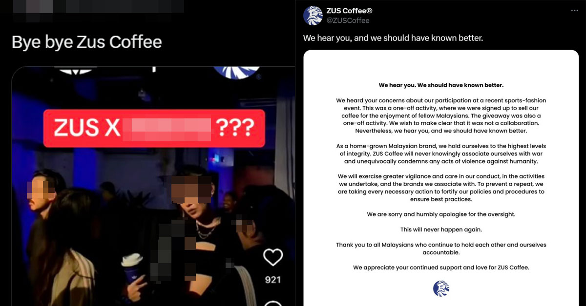 ZUS Coffee Issues Public Apology & Denies Collab With Sportswear Brand ...