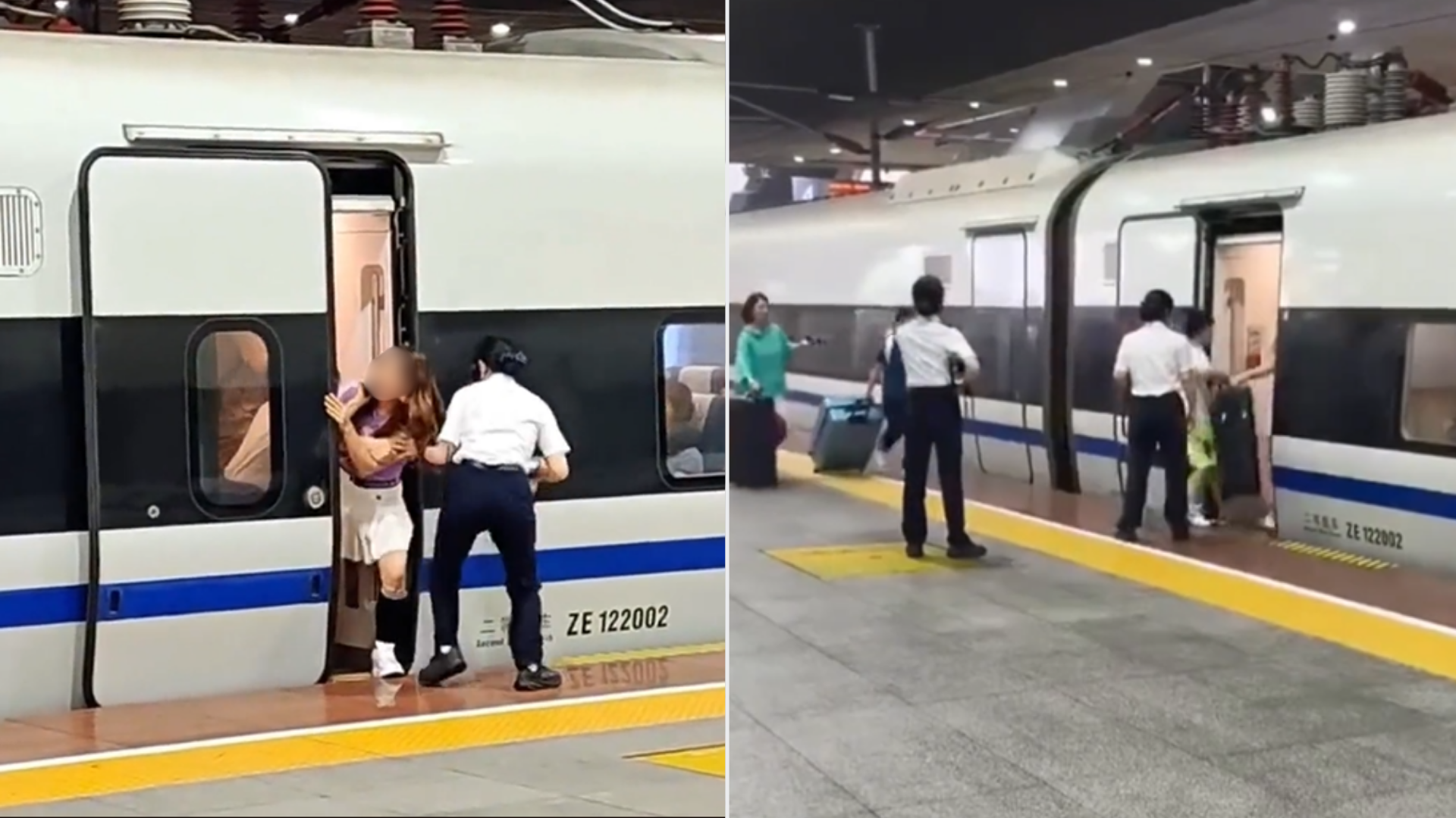 Woman Stops High-Speed Train From Moving By Sticking Out Her Leg For ...