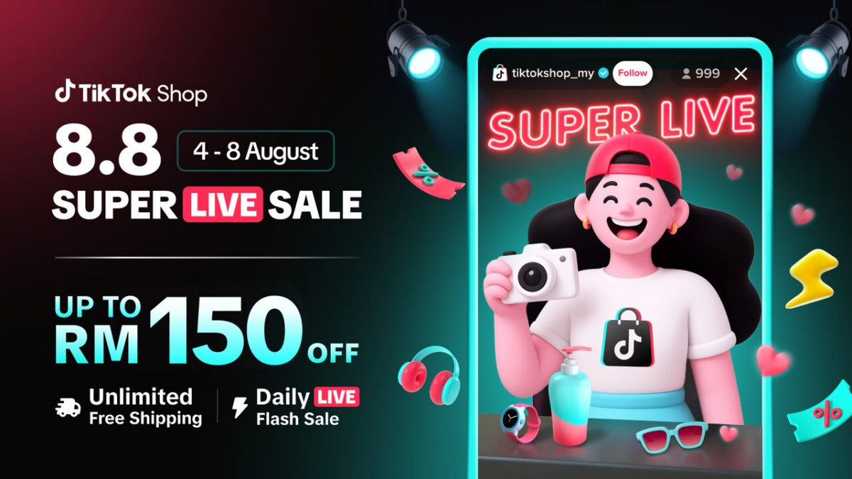 TikTok Shop 8.8 Kini Kembali Dengan Super LIVE Sale, Diskaun Sehingga ...