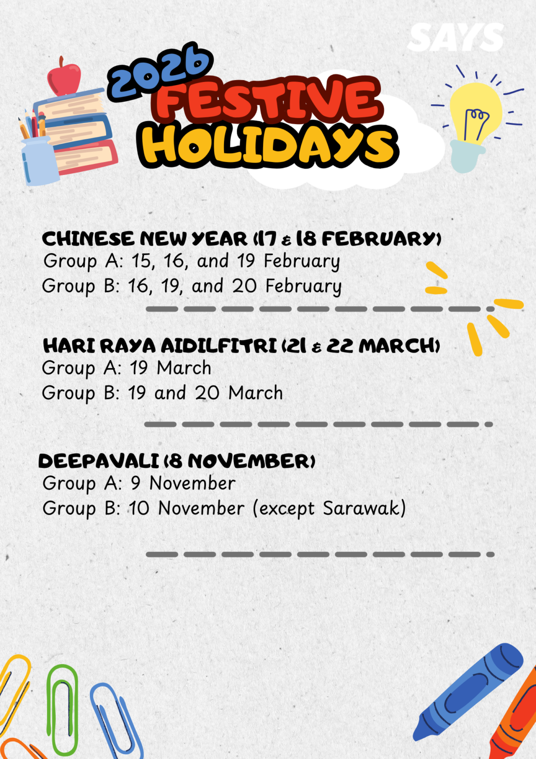 Here’s The 2026 School Holidays As Announced By The Education Ministry