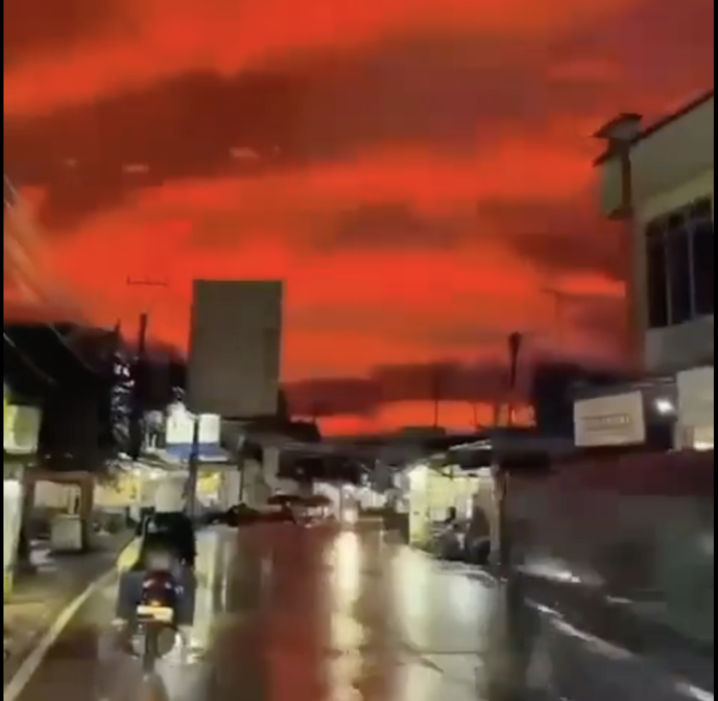 Skies In Indonesia Turn Blood Red In Rare Optical Phenomenon