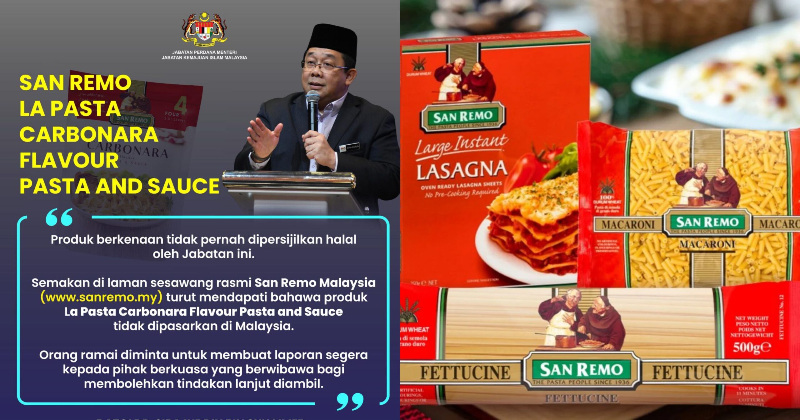 Syarikat Pengeluar Pasta Terkenal, San Remo Sahkan Semua Produk Di ...