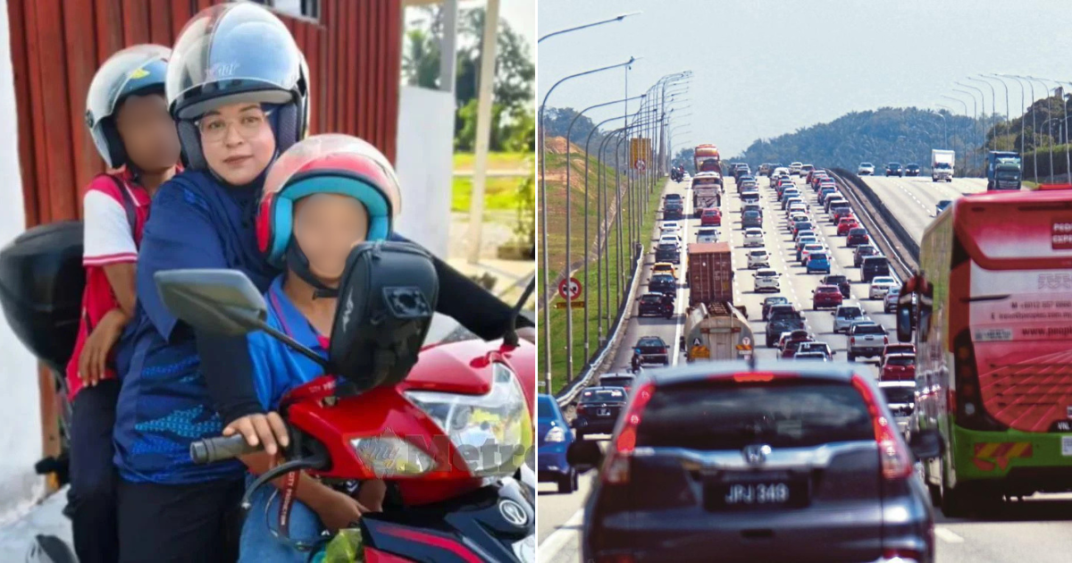 Mum Rides 140KM On Motorbike With 2 Kids To Celebrate Raya With Elderly ...