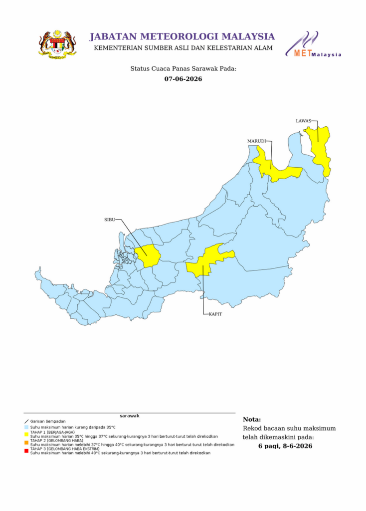 METMalaysia: Level 1 Heat Alert For 10 Areas Across Malaysia